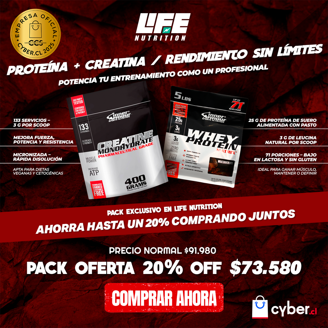Pack Fuerza Total Inner Armour – Proteína + Creatina para Resultados R ...